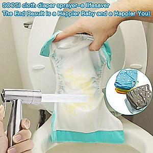 Handheld Bidet Sprayer for Toilet, Soosi Dual Mode Spray Head (Jet/Soft) Baby Cloth Diaper Sprayer Bidet for Toilet Stainless Steel Bathroom Hand Held Muslim Shattaf Kit Brass T-Adaptor 47 inch Hose