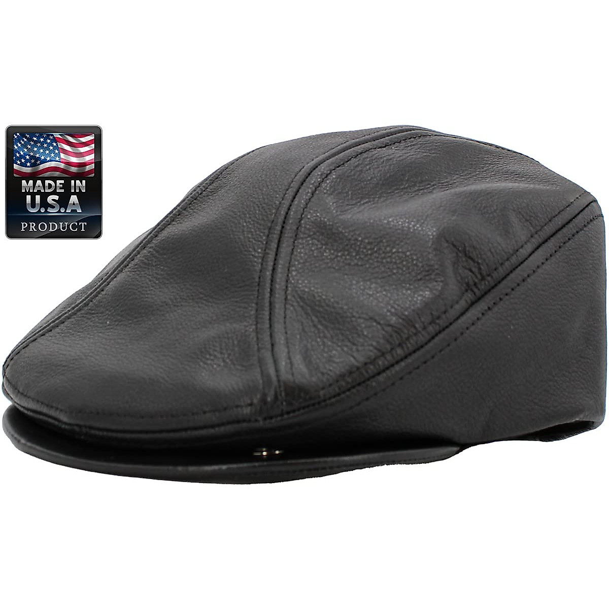 Leather-Ascot BLK L Gatsby Ivy Collection Classic Newsboy Cabbie Applejack Leather Hats Caps