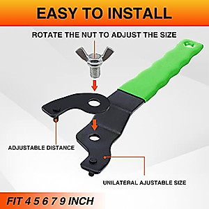 PRETEC Adjustable Angle Grinder Pin Wrench Lock-Nut Spanner Grinder Wrench Universal with 2 Pairs Work Gloves,Compatible 4/5/6/7/9 Inch Angle Grinder for Dewalt Makita