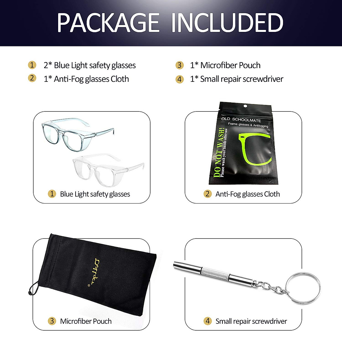 Dollger Safety Glasses Anti Fog Protective Goggles Eye Protection Glasses Safety Goggles