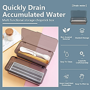 SUNSHNO 4PCS Flatware Tray with Lid and Drainer, Tableware Utensil and Cutlery Drawer Organizer with Lid Covered Silverware Tray to Keeps Your Cutlery Organized and Protected