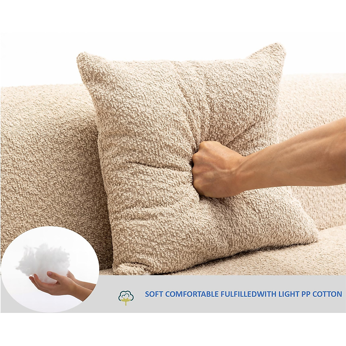 Merax 125" Large Sofa Couch, 2 Piece Free Combination, Modern Modular Upholstered Sectional Corner Sofa with Pillows and High-Density Foam for Living Room, Bedroom, Salon, Light Brown