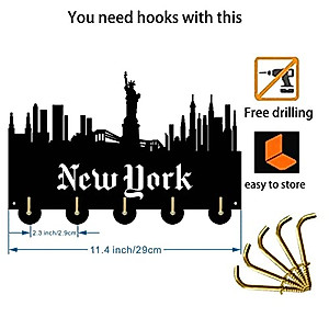 XDG New York City Attractions 2 Household Decor Wooden Wall Hooks Wall Hanger Coat Rack Keys Bags Clothes Multi-Purpose Keys Handbags Hook Gift for Designer