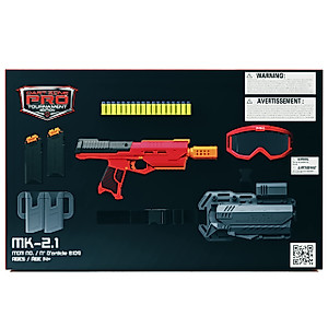 DART ZONE Pro-Series MK-2.1 Foam Dart Blaster – 150 FPS Foam Dart Gun for Adults – Soft Bullet Toy Gun for Ages 14+ – 18 Half Length Darts, 3 Mags, Eyewear, Holsters – Toy Pistol Blaster, 125 ft Range