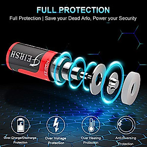 QUICKHELP 8 Pack CR123A Lithium Battery, 3.7V Rechargeable Cr123a Batteries and LED Charger Compatible with Arlo Cameras (VMC3030/VMK3200/VMS3330/3430/3530), Flashlight, Microphone