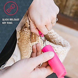 SABRE Defense Spray, 3-in-1 Formula Contains Max Strength Pepper Spray, CS Military Tear Gas & UV Marking Dye, Quick Release Key Ring for Easy Carry, Finger Grip for More Accurate Aim, 0.54 fl oz