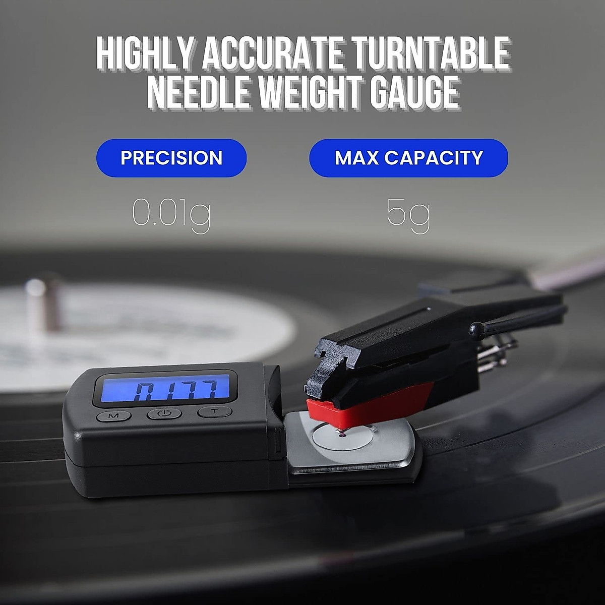 Flexzion Professional Digital Turntable Stylus Scale Load Scale Gauge Record Player Needle Cartridge Scale Vinyl Stylus Turntable Force Scale Gauge with LCD Backlight for Tonearm Phono Cartridge