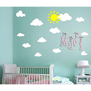 Sun and Clouds Wall Decals Wall Stickers Peel White Clouds Sky Wall Decals Easy to Apply and Removable Baby Nursery Room Wall Decor