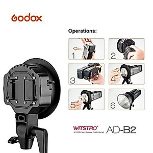 Godox AD-B2 Dual Power Twin Head Bowens Mount to Install 2 Godox AD200 or AD200 Pro Pocket Flash or Flashpoint eVOLV 200 TTL Modular Strobe Light Together to Achieve 400W Power Output