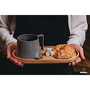 SPEShh Acacia Wooden Serving Trays Set of 2 - Rectangular Oval Shaped Wood Plates for Charcuterie Cheese Bread Fruit Vegetable Dip Sushi - Rustic Serving Platter Shallow Dishes -14x7 & 11x5.5 in.