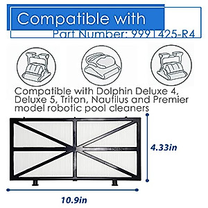 Vickmons 9991425-r4 Pool Cleaner Filter Cartridge Compatible with Dolphin Deluxe 4, Deluxe 5, Triton, Nautilus and Premier Model Rrobotic Pool Cleaners. Part Number: 9991425-r4 4 Pack