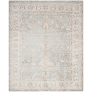 SAFAVIEH Maharaja Collection Area Rug - 9' x 12', Light Blue & Ivory, Hand-Knotted Traditional Viscose, Ideal for High Traffic Areas in Living Room, Bedroom (MHJ415A)