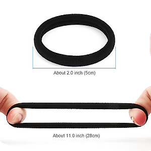 60PCS Black Large Hair ties, Cotton Hair Bands, Seamless Hair Ponytail Holders, by BAOLI