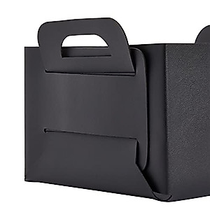 2 Pack Faux Leather Foldable Storage Bins with Handles, Collapsible Baskets for Home Organization (Black, 10 x 6.5 In)