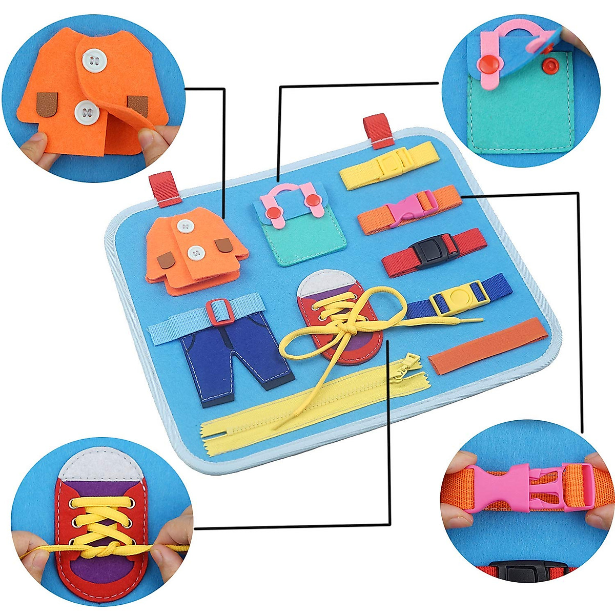 Busy Board for Toddlers Montessori Sensory Toys Travel Activities for Kids Learning Dress& Fine Motor Skills Car Airplane road trip toys For Girls Boys Ages 1 2 3 4 Year Old Preschool Early Education