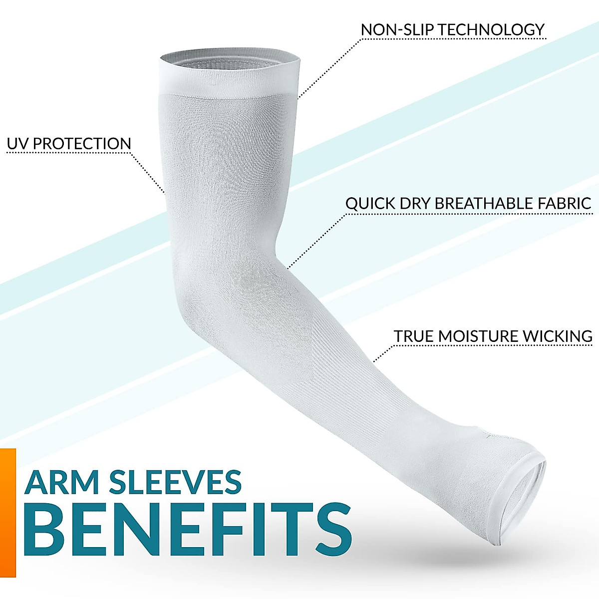 KEMFORD Arm Sleeves for Men and Women – 8 mmHg Light Compression – 1 Pair – Sun Protection – Cooling UPF 50 Compression – Basketball Running