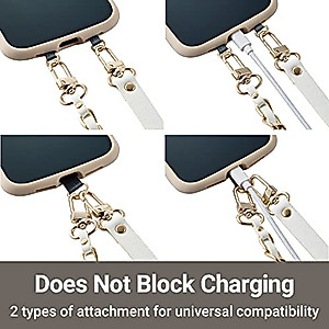 ELECOM Cell Phone Lanyard Chain Type with Strap Connected Sheet, Length Adjustable, Compatible with iPhone and Android, White P-STSDH2CHWH