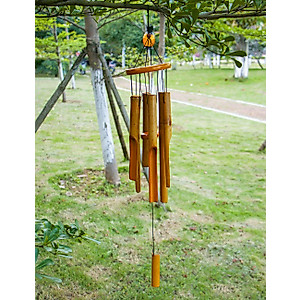 MUMTOP Bamboo Wind Chimes, Outdoor Wooden Wind Chime with Amazing Deep Tone for Garden, Patio, Home or Outdoor Decor