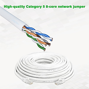 UltraPoE Cat5e Outdoor Ethernet Cable 100ft cat 5e Network Cable, RJ45 cat5 ethernet Cable Cord White, 350MHZ / Gigabit Network UTP LAN Cable