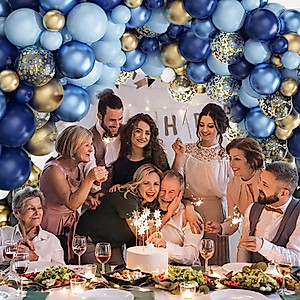 Archloon Blue Balloon Arch Kit, 134pcs Blue Balloon Garland Kit with Metallic, Macaron blue Balloons and Gold Confetti Balloons Arch Kit for Birthday, Wedding, Bridal and Baby Shower.