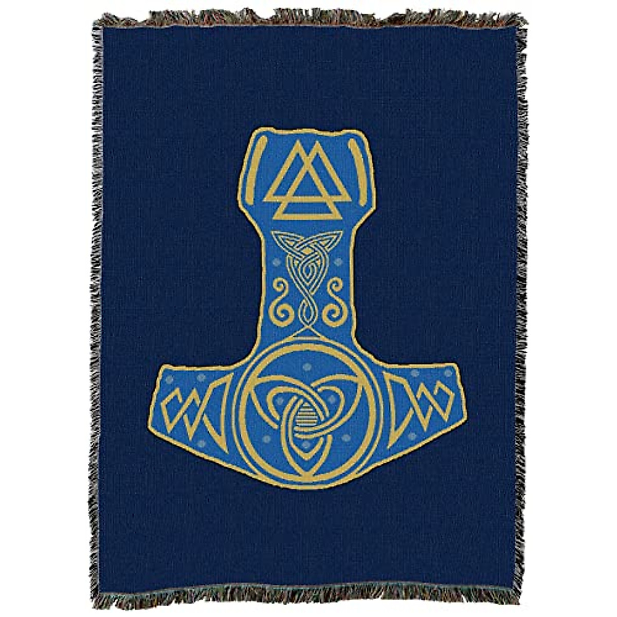 Pure Country Weavers Mjolnir - Thor’s Hammer Blanket- Norse Mythology Fantasy Ancient Symbols Gift Tapestry Throw Woven from Cotton - Made in The USA (72x54)