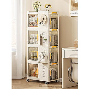 3 Piece Storage Bin with Lid, Wardrobe Organizer, 68 Qt Stackable Plastic Storage Bin with Wheels, Hole Plate Hooks, Latch at Overlay, Double Open Foldable Cabinet for Home Organization and Storage