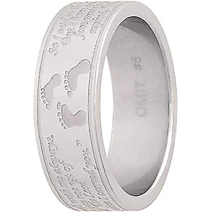 J127 - CTR RING Stainless Steel "Footprints" Full Poem (7.5)