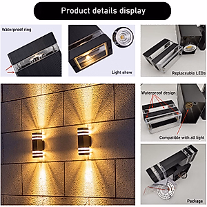 Stayofa 4Pack 12inch LED Square Up&Down Wall Lights 14W 4000K Day White Outdoor Wall Light Aluminum Body Waterproof IP65 led Porch Light for House Patio Garage Garden(No Sensor)