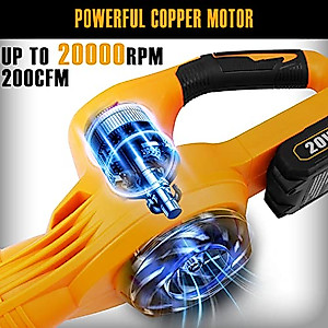 Alloyman Leaf Blower, 20V Cordless Leaf Blower, One-Button Start Leaf Blower Battery Powered, with 2.0Ah Battery & Charger, Electric Leaf Blower for Yard Cleaning/Snow Blowing