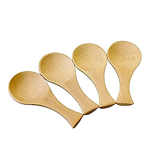 HYMAOME 4pcs Wooden Tea Spoons Little Salt Scoop Small Natural Wood Spice Jars Spoon for Scooping Jam/Ice Cream/Honey/Coffee/Sugar/Butter