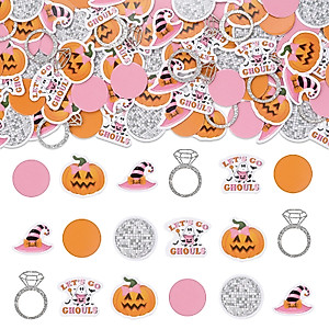 Fangleland Halloween Bachelorette Party Confetti Pink Orange, Let’s Go Ghouls Witch Hat Scatter Paper Table Confetti, Bridal Shower Engagement Wedding Decor Supplies Favors 200Pcs