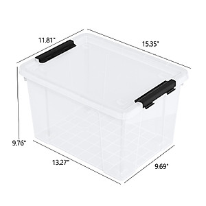 Dehouse 23 L Clear Latch Storage Bins with Wheels, 4 Pack Plastic Latch Storage Box with Lids