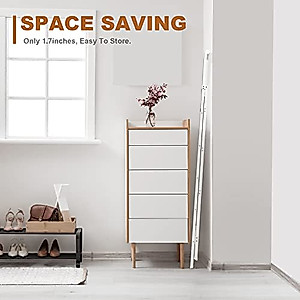 HBTower 5 Step Ladder, Aluminum Ladder with Handrails, Folding Step Stool for Adults, 330LBS Capacity Sturdy& Portable Ladder for Home Kitchen Library Office, White