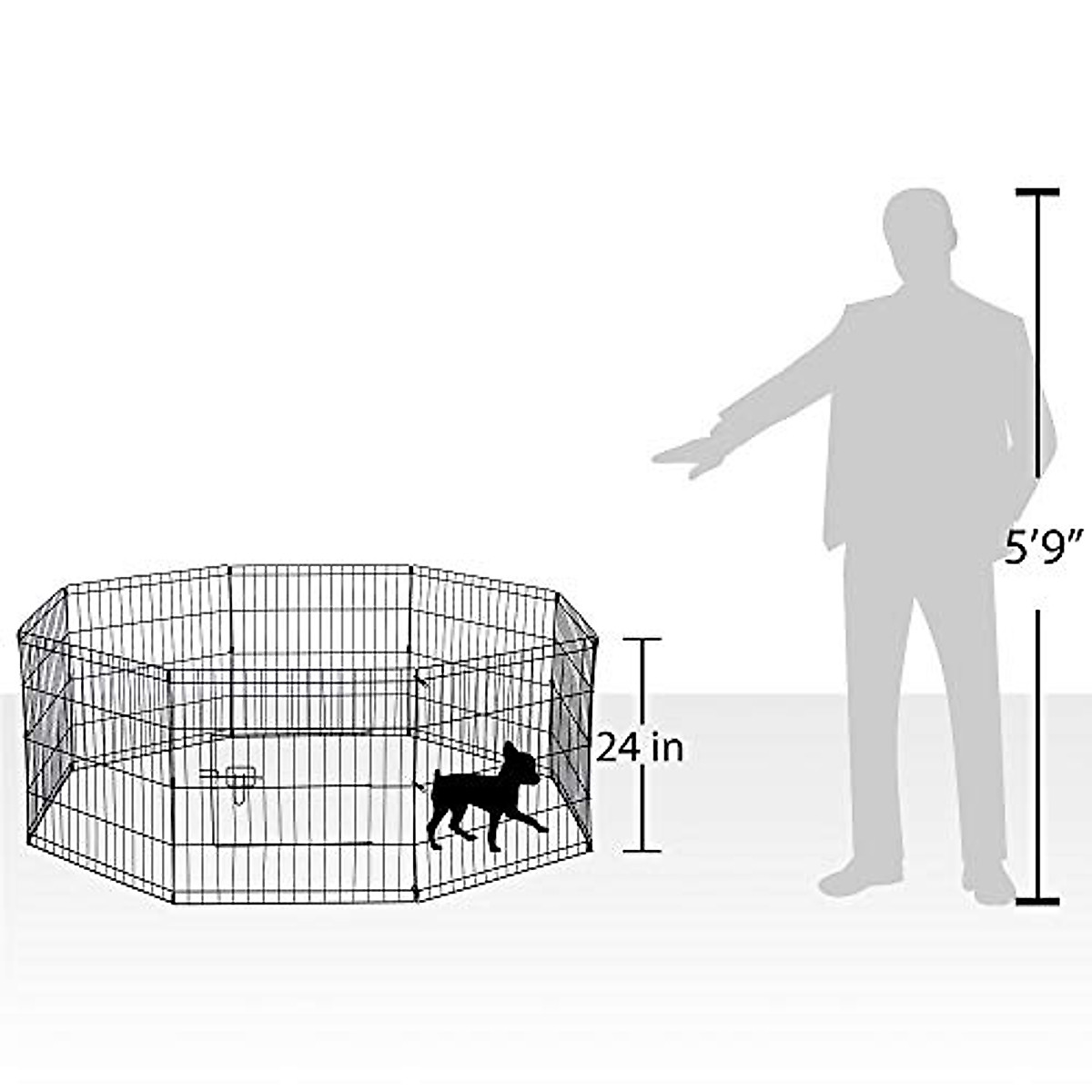 Dog Exercise Pen Pet Playpens for Small Dogs - Puppy Playpen Outdoor Back or Front Yard Fence Cage Fencing Doggie Rabbit Cats Playpens Outside Fences with Door - Metal Wire Foldable 8-Panel 30 sq Foot