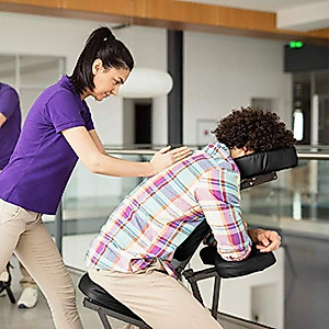 Massage Chair Portable Massage Chairs Tattoo Folding Chairs High-Density Sponge Height Adjustable Face Cradle Light Weight Travel Spa Seat W/Carring Bag (Black)