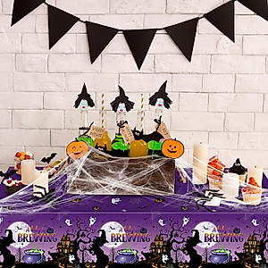 3 Pack Halloween Baby Shower Plastic Tablecloth, Halloween A Baby is Brewing Baby Shower Decorations, Disposable Gender Reveal Table Cover Party Supplies for Halloween Themed Baby Reveal Decorations