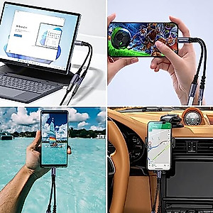 USB c Headphone Adapter,USB C to 3.5mm Headphone and Charger Adapter,USB C to AUX Mic Jack with PD 60W Fast Charging for Samsung Galaxy S20 S21 21 S22 22 iPad Pro Air 4 5 Mini 6 (2 in 1)