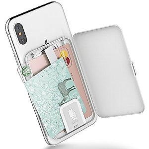 Sinjimoru Card Zip White: Stick-on Phone Wallet Case for 3 Cards & Cash Storage
