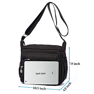 Collsants Small Nylon Crossbody Bag for Women Everyday Purse Travel Shoulder Bag Multi Pocket