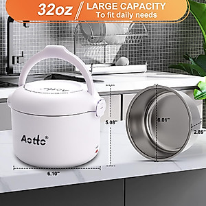 Aotto Electric Lunch Box, 50/70/80W 3 in 1 Portable Food Warmer Heated Lunch Boxes for Adults, Food Heater for Car/Truck/Travel/Office/Work/Home 12V 24V 110V Mini 32oz Leakproof, White