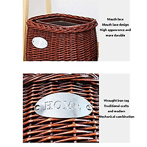DTSE9 Garbage can for Bedroom Handmade Rattan Wicker Trash Can Without Lid,with Removable Plastic Inner Bucket,Waste Paper Basket,for Kitchen,Bathroom,Balcony,Home Indoor Trash Can