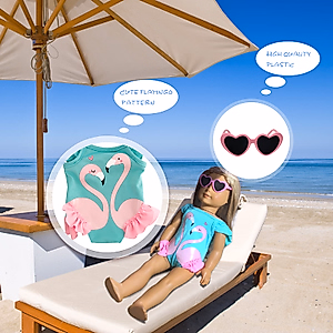 WONDOLL 18-inch-Doll-Clothes and Accessories - Doll-Travel-Suitcase Play Set Including Luggage, 2 Sets of Doll-Clothes and Shoes, Umbrella Sunglasses Camera Travel Pillow Blindfold Passport Tickets