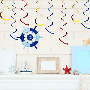 WILLBOND 20 Pieces Nautical Hanging Swirl Cruise Ship Hanging Nautical Sailor Theme Party Decorations for Birthday Baby Shower Bachelorette Party Supplies