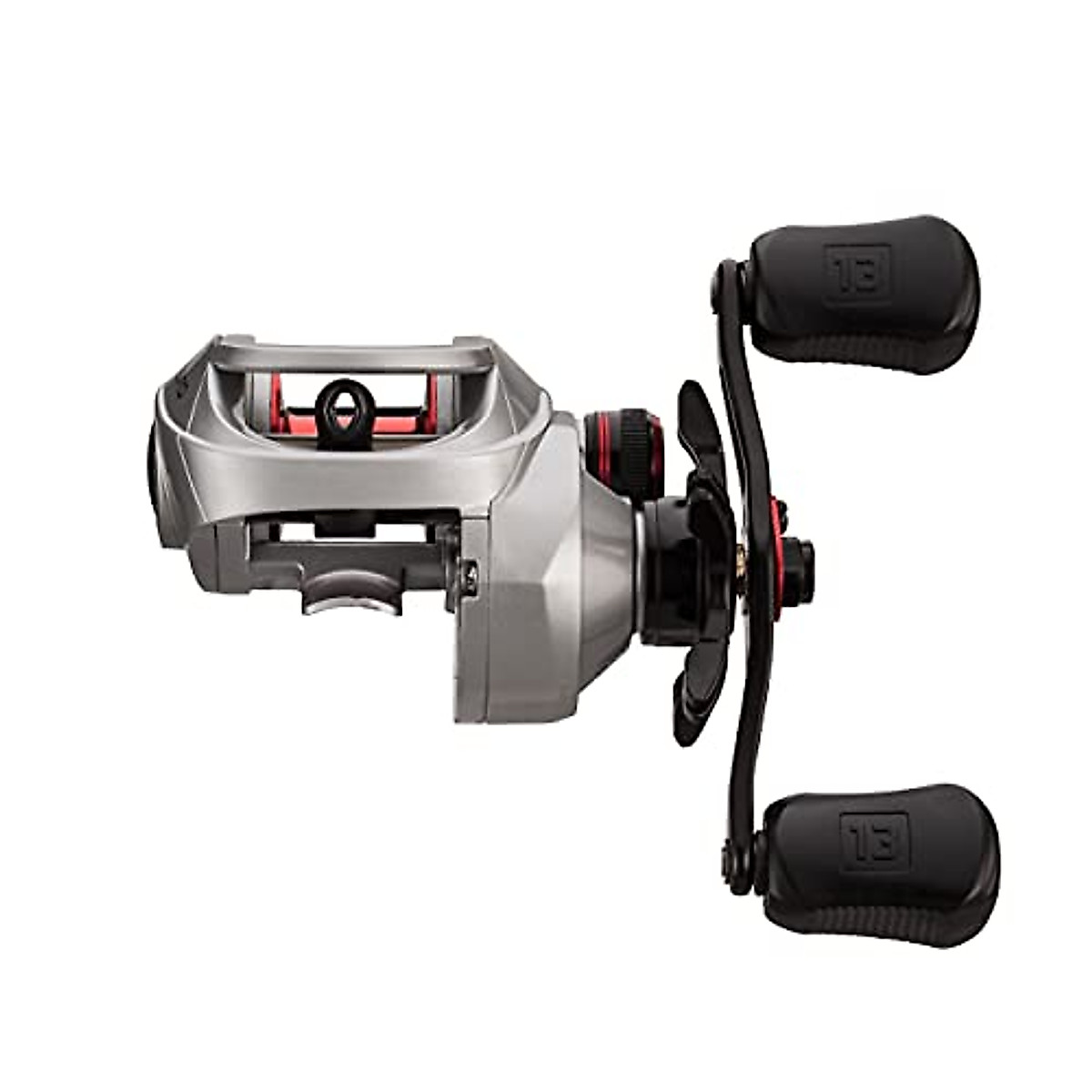 13 FISHING - Origin F1 Baitcast Reel - 6.6:1 Gear Ratio - Left Hand Retrieve (100 Size) (Fresh) - OF1-6.6-LH,Silver/Black/Red
