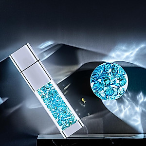 WooTeck 128GB Jewelry Crystal Lipstick USB Flash Drive,High Speed Memory Stick Pendrive, Lake Blue