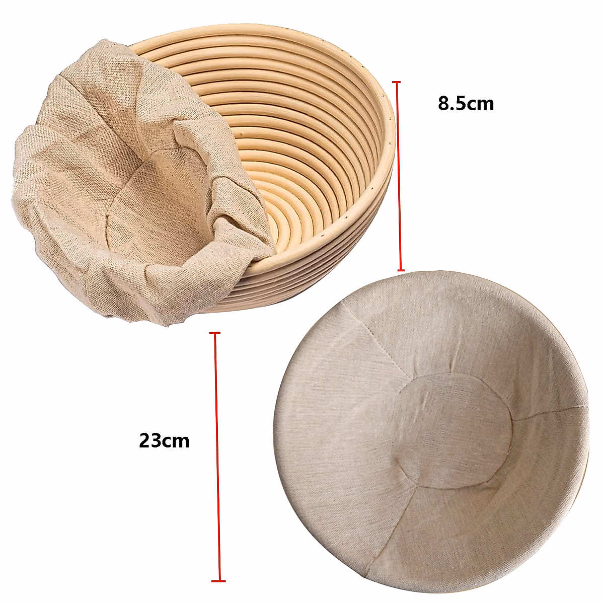 JKARY Wood Pulp Bamboo Bread Proofing Basket Set of 2 9 Inch Round Bread Fermentation Basket Bulk Baking Supplies Sourdough Bowl Baguette Tray for Bread Dough Sourdough Couche Pizza Dough with Cover