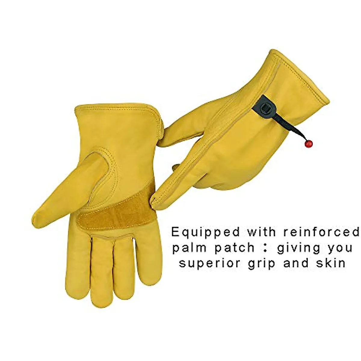 OLSON DEEPAK Outdoor Working Glove for Women and Men,Cowhide Leather Work Gloves for Gardening/Welding/Yard Work/Driving (Yellow, Large(pack of 1))