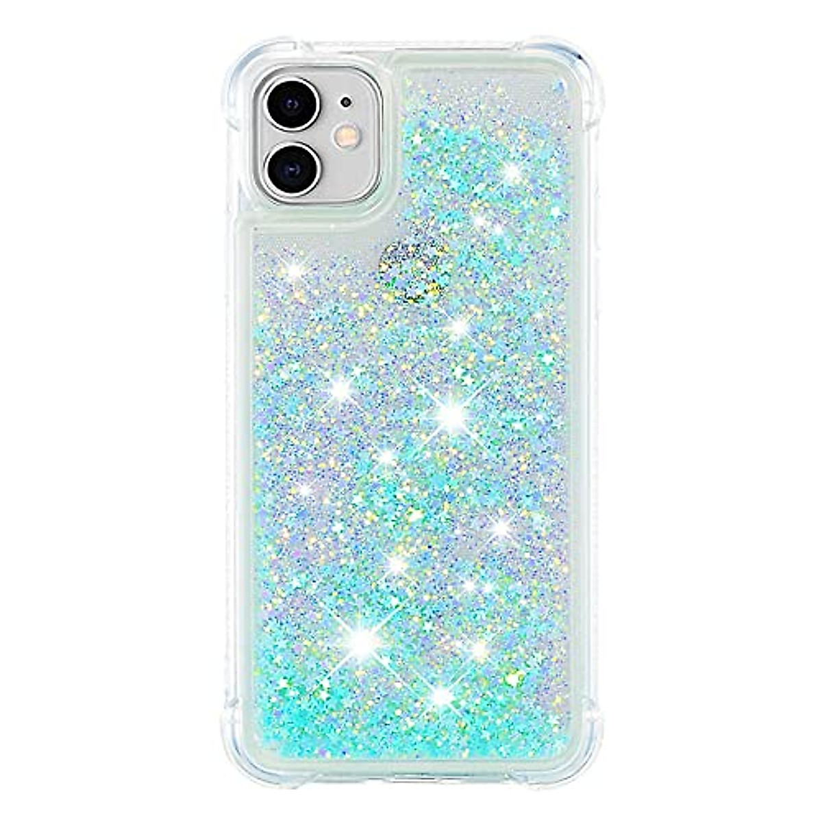 Phone Case Cover Glitter Case Compatible with iPhone 11 Case Compatible with Women Girls Girly Sparkle Liquid Luxury Floating Quicksand Transparent Soft TPU Phone Case Bags Sleeves (Color : Light blu