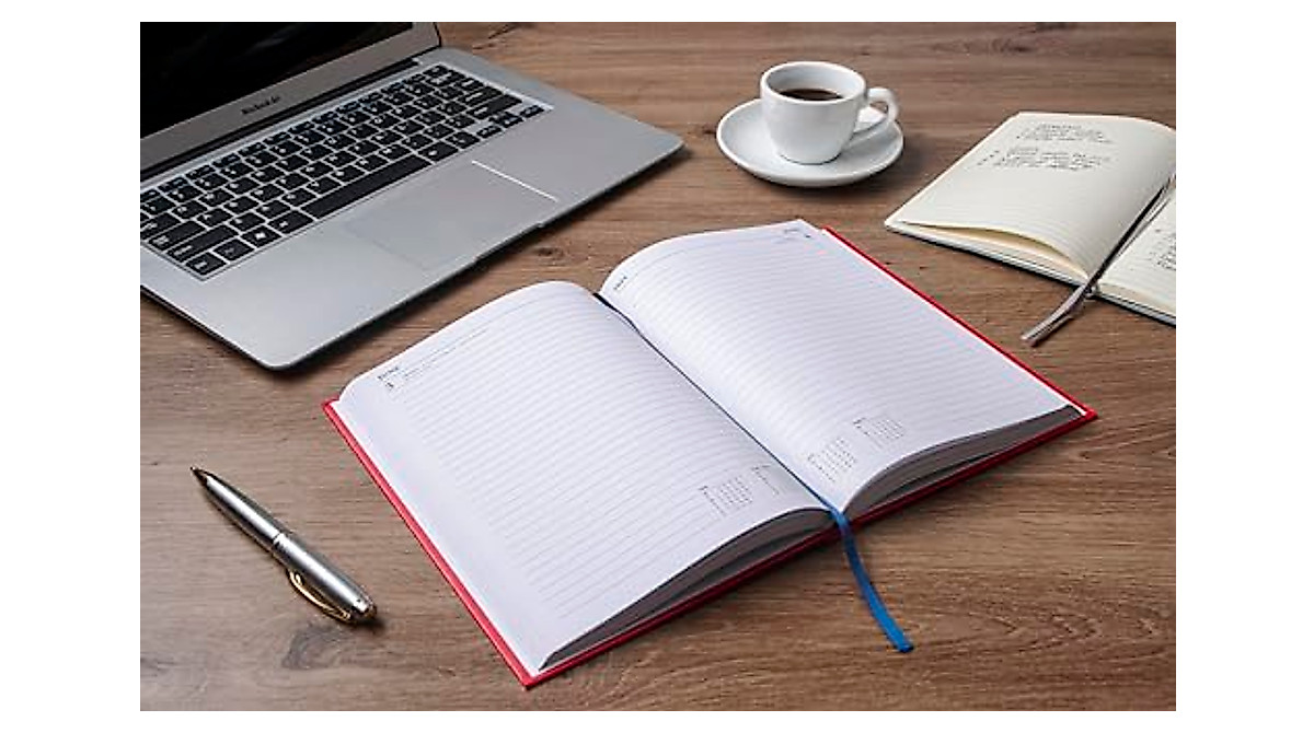 Collins Essential A4 Daily Planner 2024 | Durable Blue Leathergrain