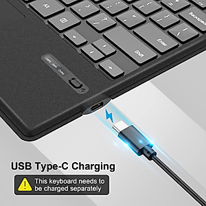 TOMSENN Surface Pro 6 / Surface Pro 5 (Pro 2017) / Pro 4 / Pro 3 Type Cover, Lightweight Slim Wireless Bluetooth Keyboard Two Button Trackpad Built-in Rechargeable Battery, Gray